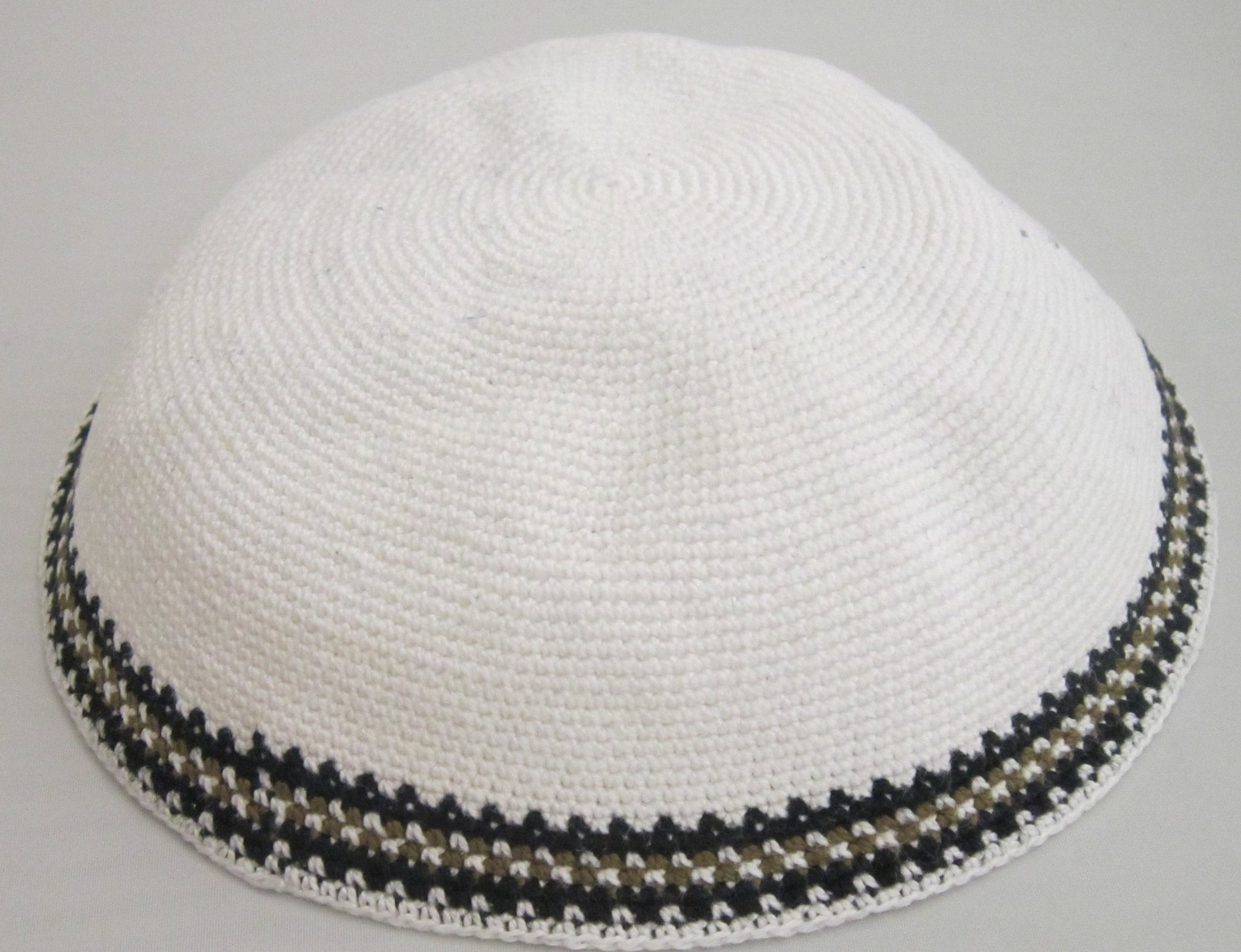 Crochet Kippah White Fine Knitted 16cm With Delicate Design on Border ...