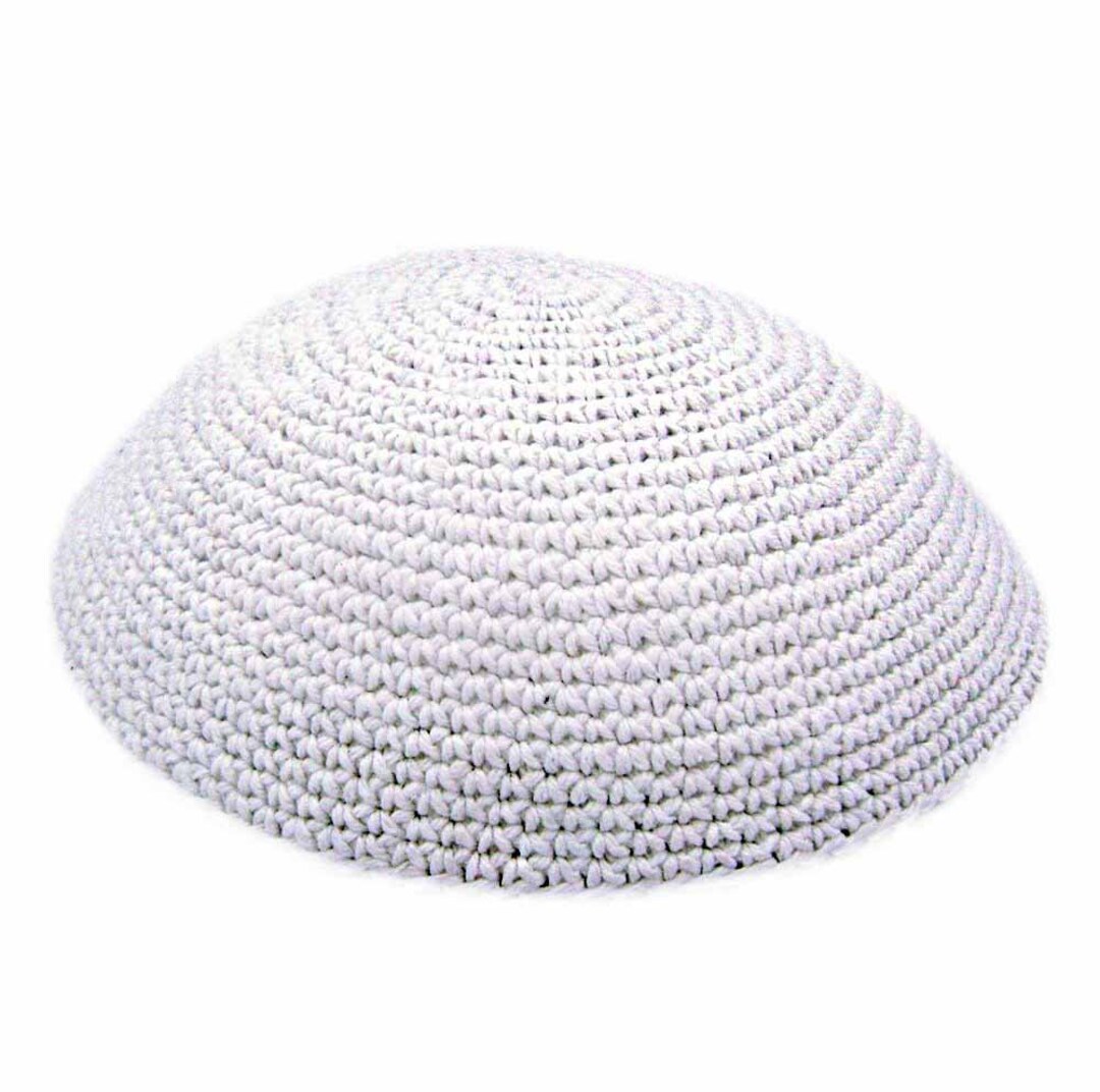 Plain White Kippah 14cm 18cm 19cm Hand Knitted Thick Thread Kippot ...