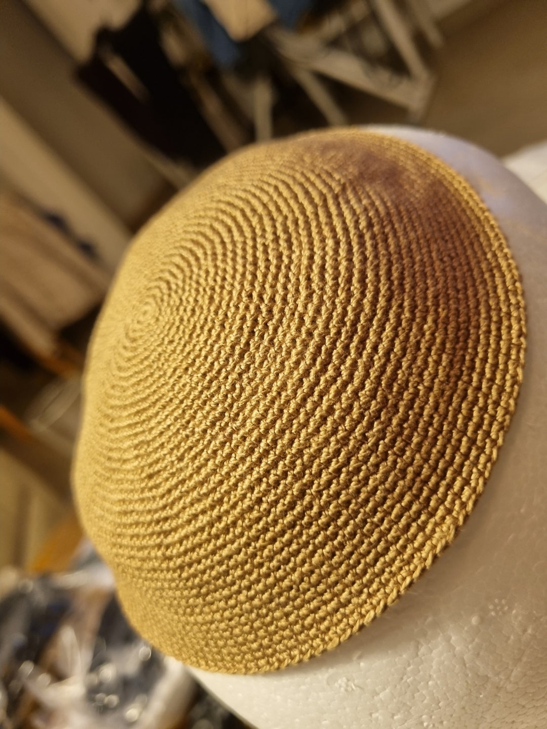 Kippah Gorgeous Light Brown 18cm Jewish Hat Hand Knitted Yamakah Kippot ...