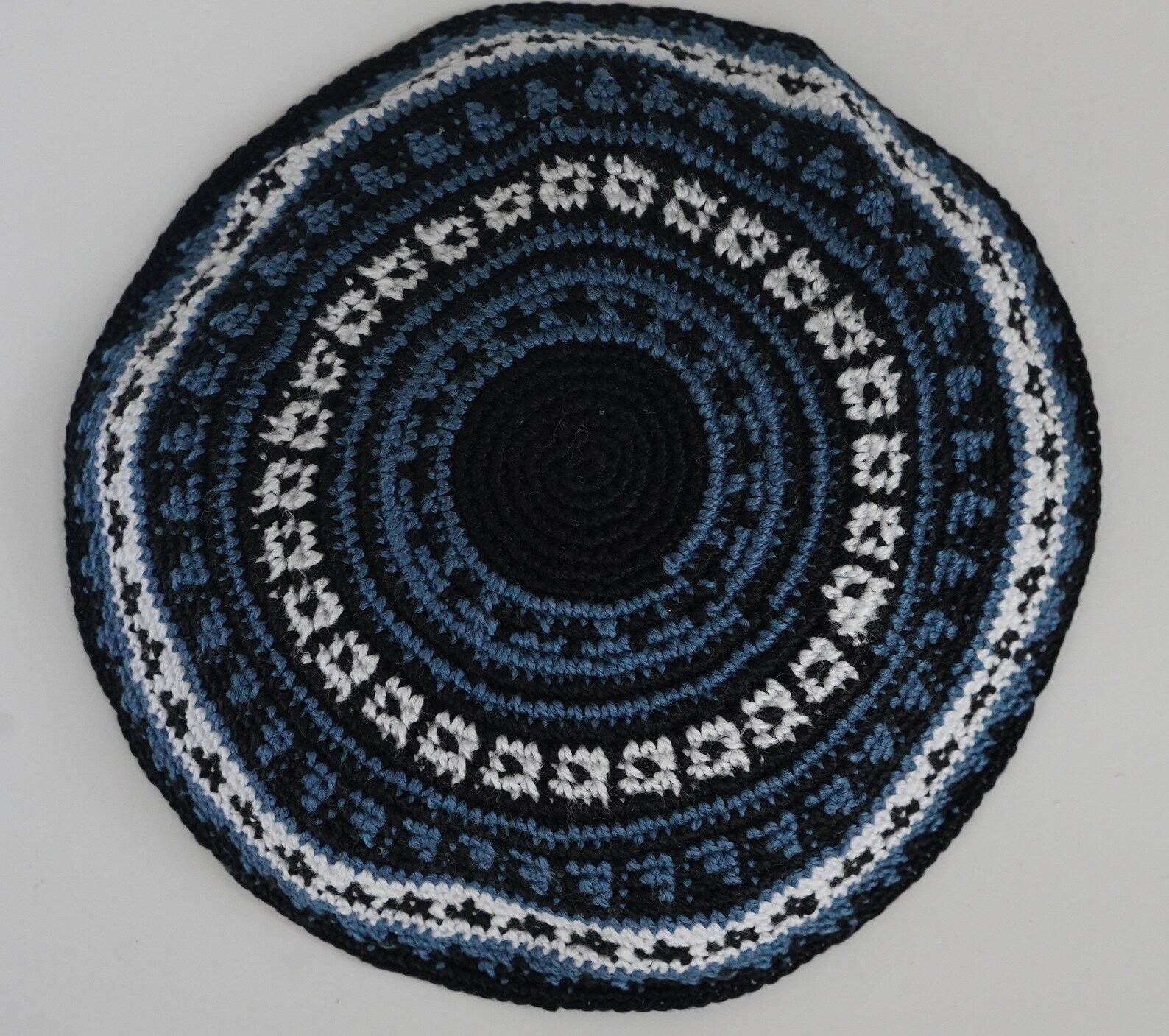 Crochet Kippah Gorgeous Design Pattern DMC Colorful Grays Blue | Etsy