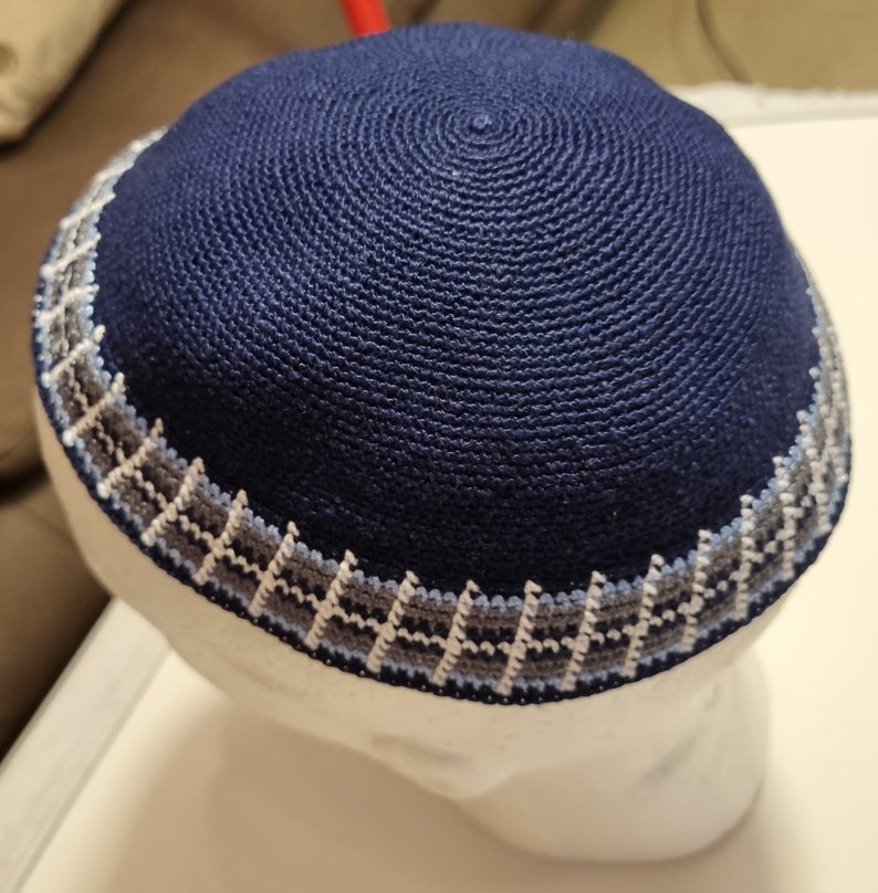 Handmade Knitted Kippah, Jerusalem Yarmulke (23cm) - Etsy