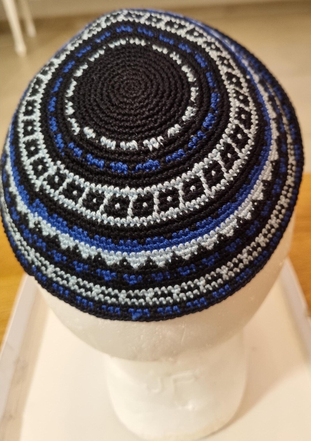 Blue & Black Crochet Kippah, Handmade Yarmulke (18cm) - Etsy