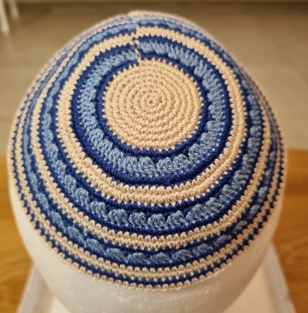 Kippah 15cm or 17cm Jewish Hat Kipa Hand Knitted Yamakah DMC Kippot ...