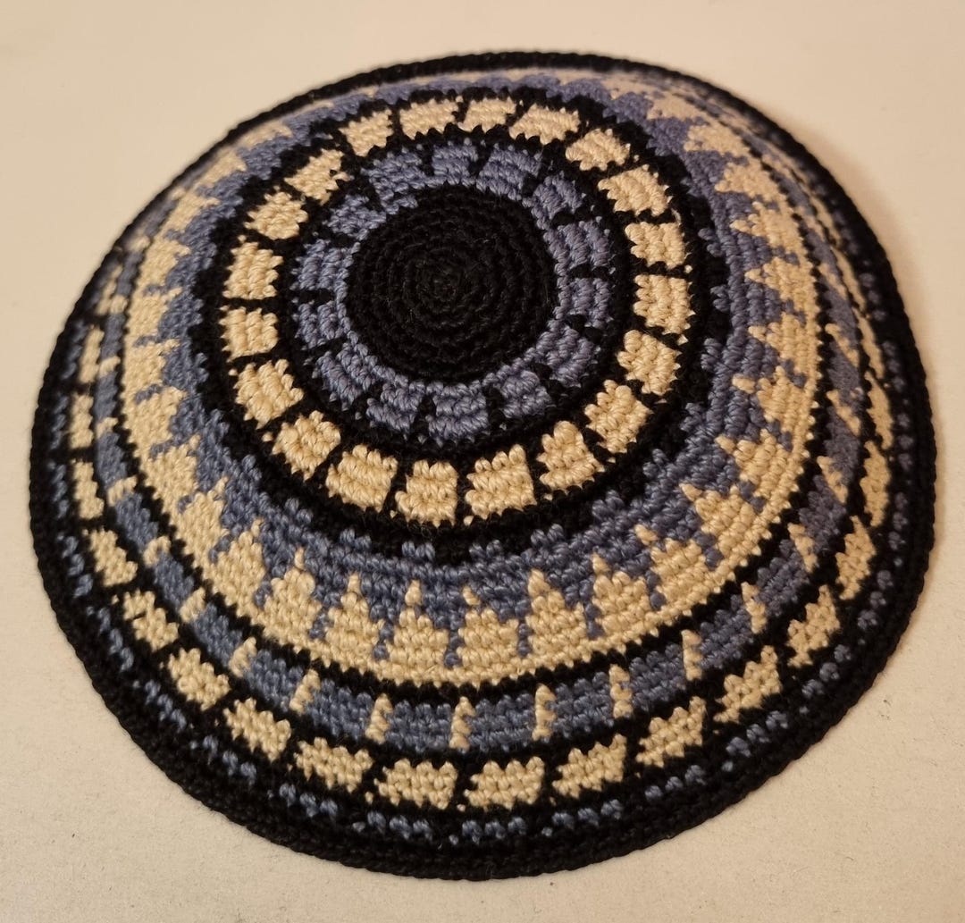 Handmade Knitted Kippah: Israeli Yarmulke With Colorful Design, 16cm - Etsy