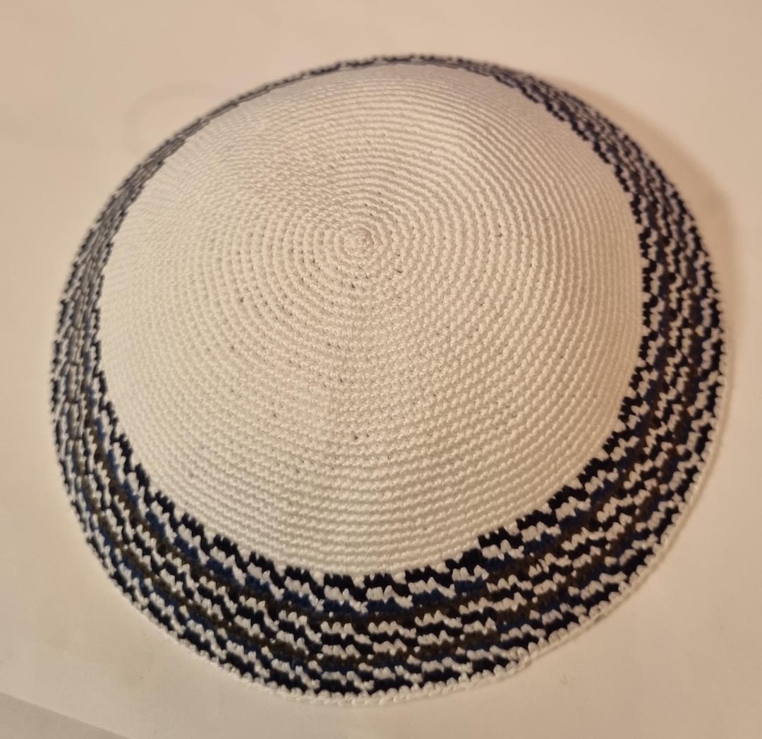 Black Kippah 18cm Jewish Head Covering From Jerusalem Kipa Hand Knit ...