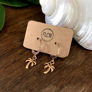 Tiny Palm Tree Hoop Earrings : Small Hoop Earrings With Palmtree Charms ...