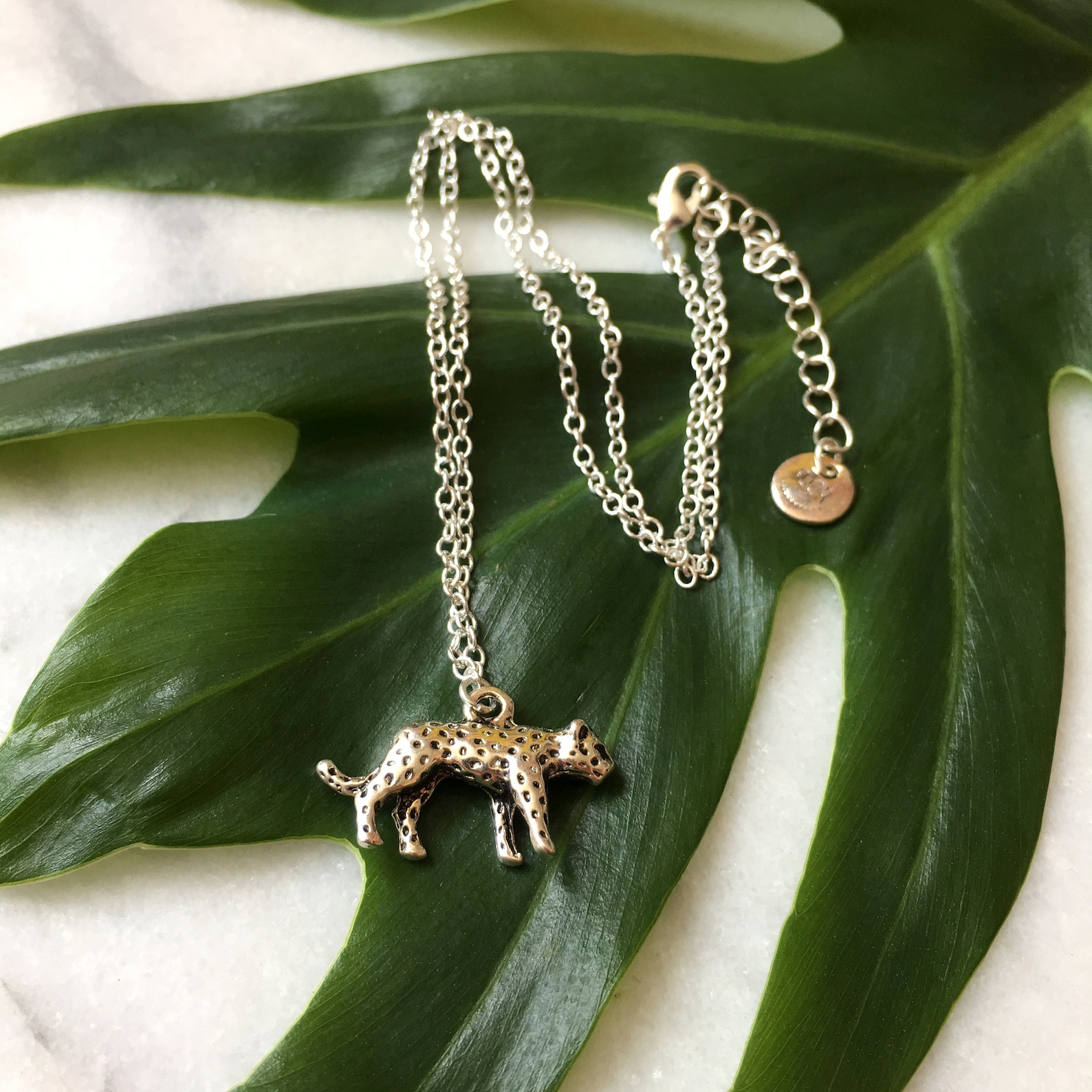 Leopard Necklace Silver Plated Necklace With Leopard Charm | Etsy