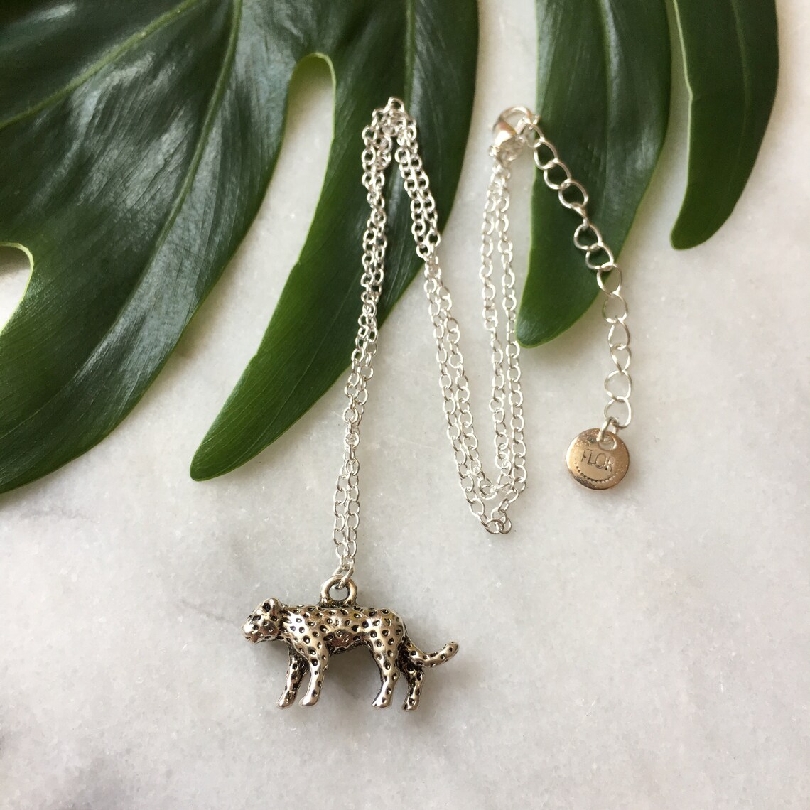 Leopard Necklace - Silver Plated Necklace With Leopard Charm - Etsy