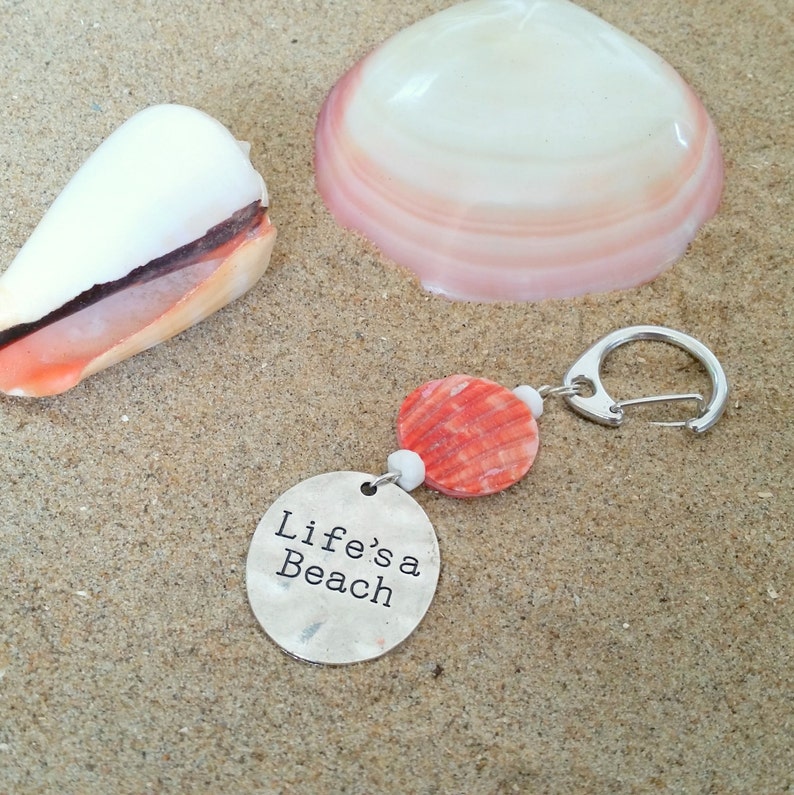 Life's a Beach Keychain Clasp Keychain With Shell - Etsy