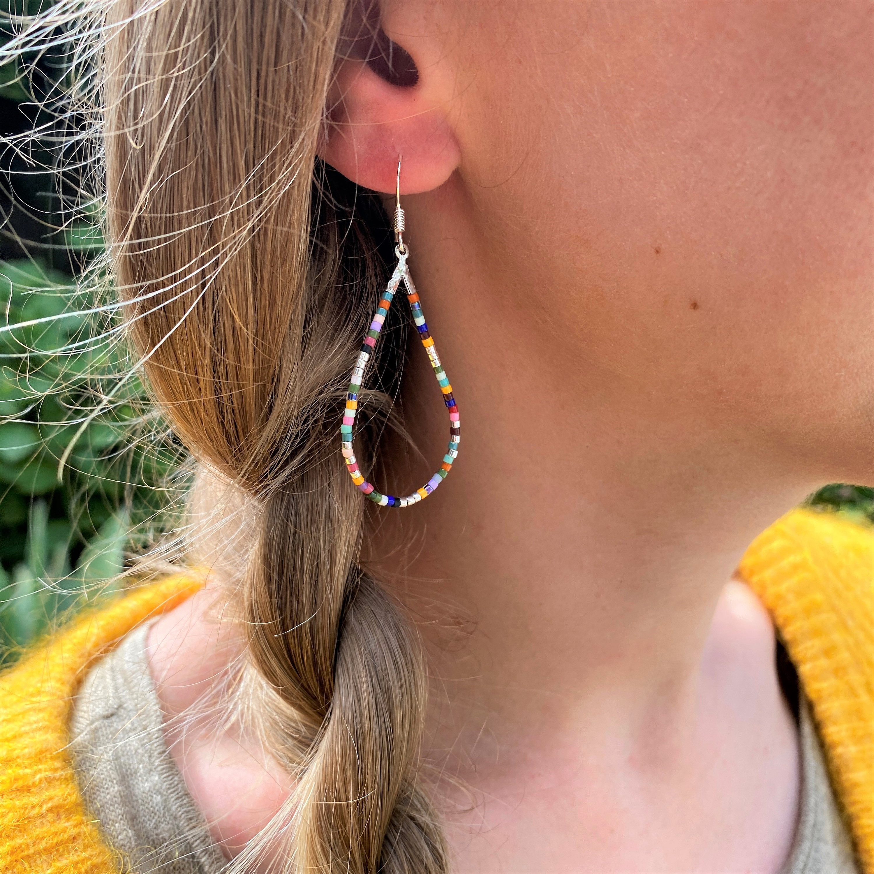 Beaded Teardrop Earrings - Teardrop Earrings With Coloured Glass Seed ...