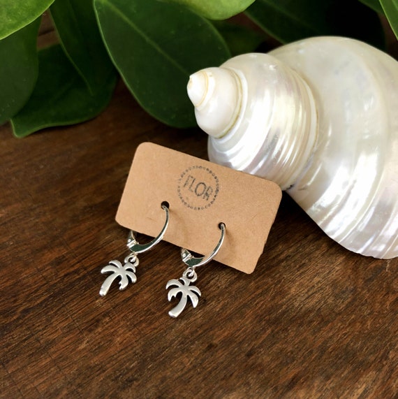 Tiny Palm Tree Hoop Earrings : Small Hoop Earrings With | Etsy