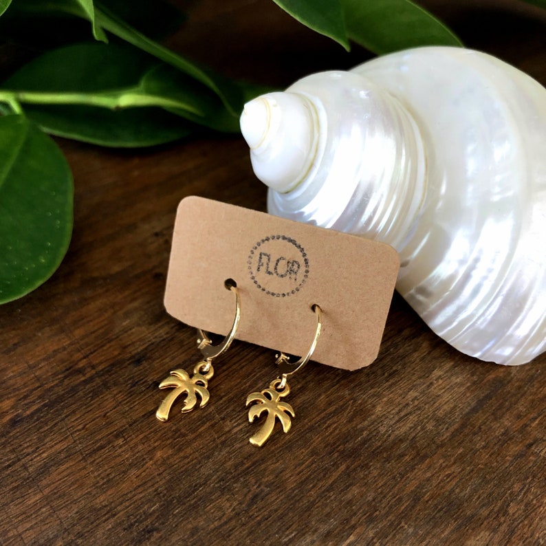 Tiny Palm Tree Hoop Earrings : Small Hoop Earrings With | Etsy