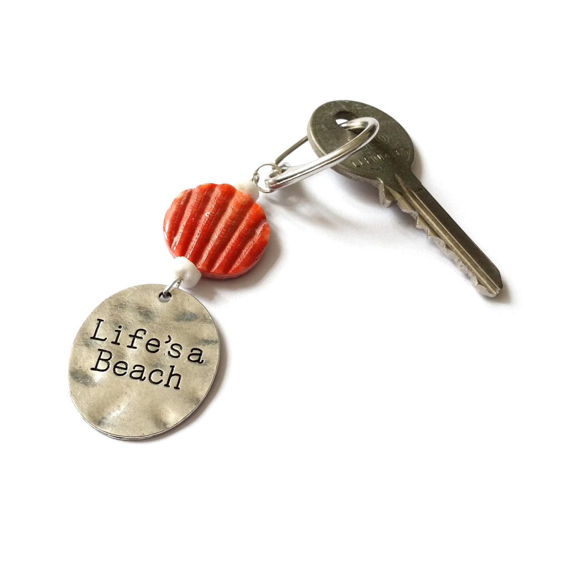 Life's a Beach Keychain Clasp Keychain With Shell - Etsy