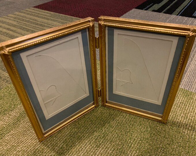 Mid Century Photo Picture Frame Gold Foil Ornate Border Dual Hinged ...