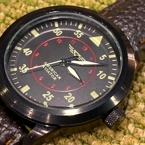 American Aviator 1945 Wrist Watch in Tin Case Three Hand Analog ...