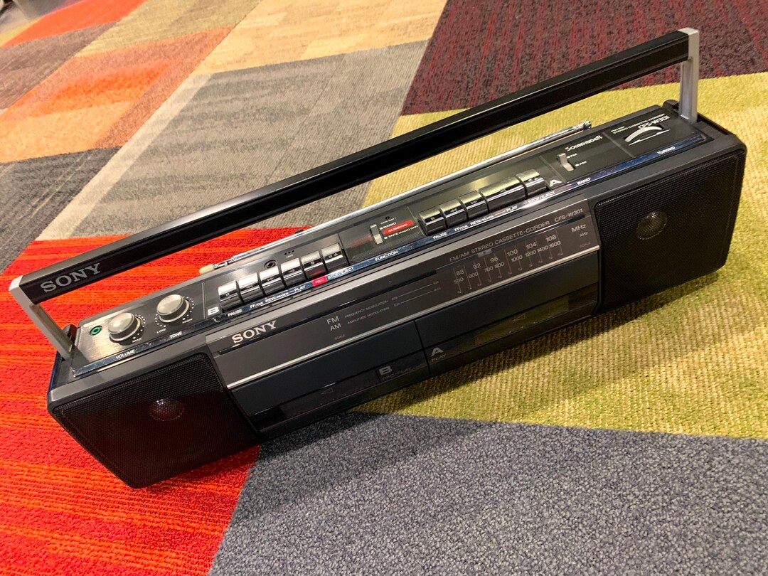 Vintage Sony Sound Rider FM AM Stereo Cassette-corder CFS-W301 Boombox ...