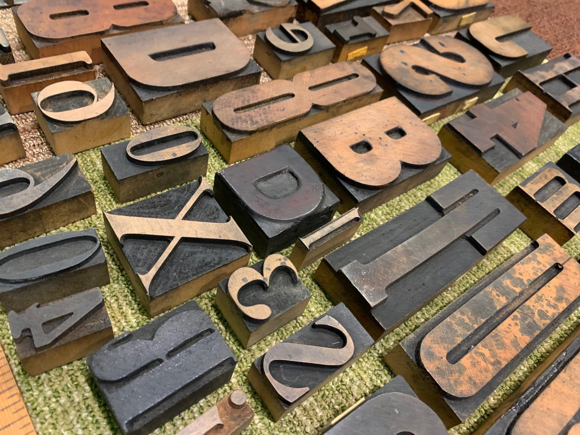 Vintage Letterpress Wood Block Letters 70 Pieces Typeset | Etsy