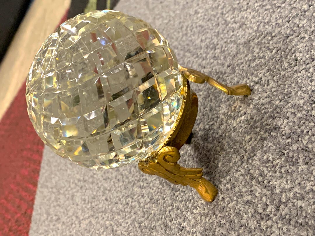 Cut Crystal Ball on Brass Stand Made in India 3 Inch Diameter - Etsy