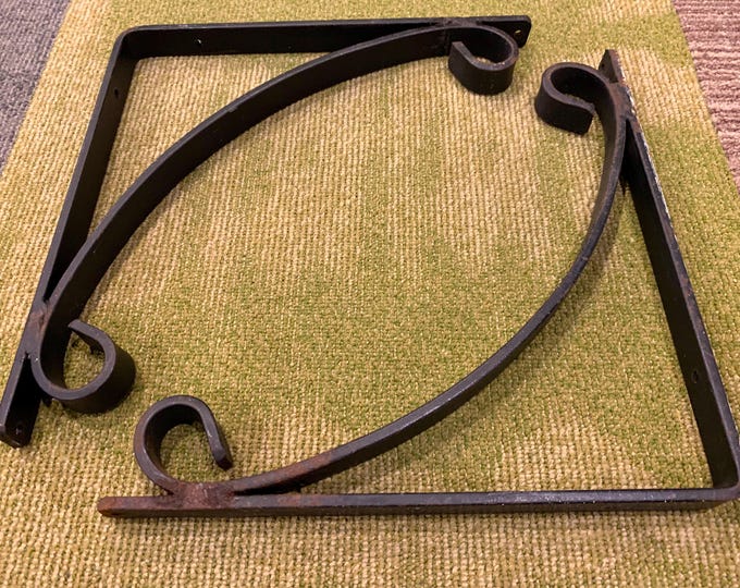 Vintage Wrought Iron Shelf Brackets Hand Forged Heavy Duty X 2 - Etsy