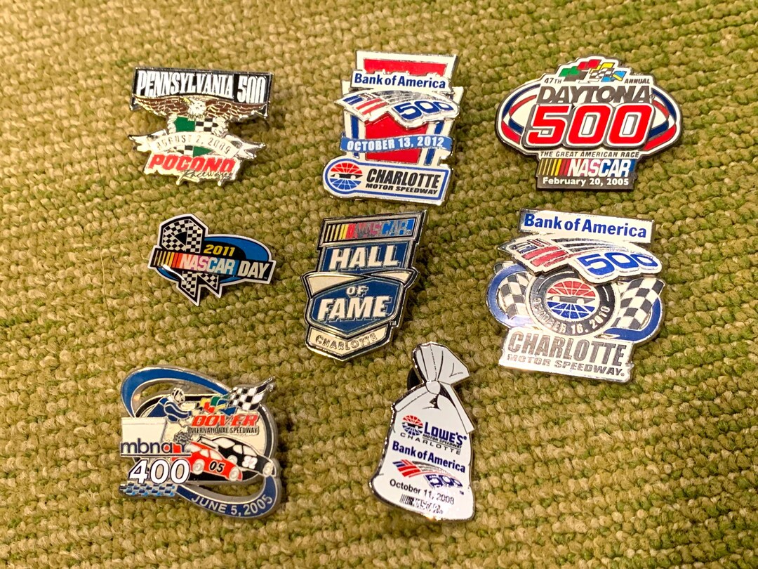 NASCAR Daytona 500 Charlotte Pocono Dover Enamel Pin Lot Racing Hat ...
