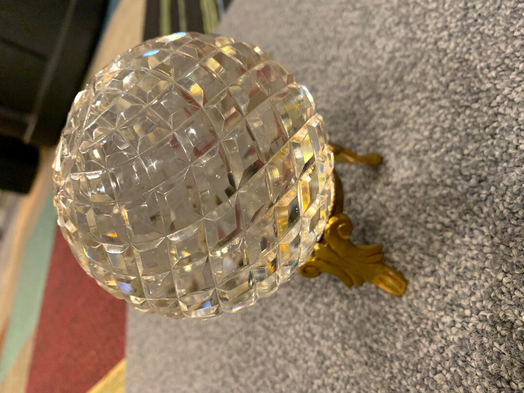 Cut Crystal Ball on Brass Stand Made in India 4 Inch Diameter - Etsy