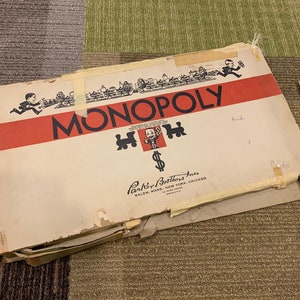 Vintage Monopoly Game 9 White Box 1946 With Wooden Houses and Grand ...