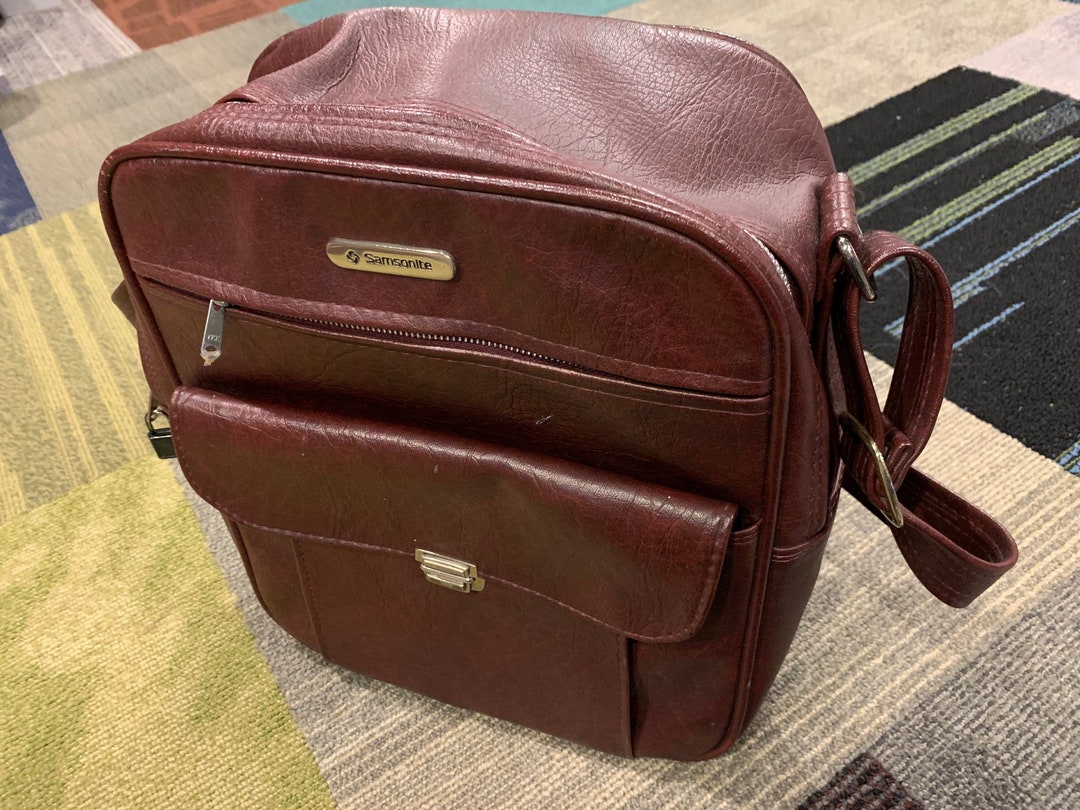 Vintage SAMSONITE Carry on Luggage Bag 1970s Burgundy Leather Shoulder ...