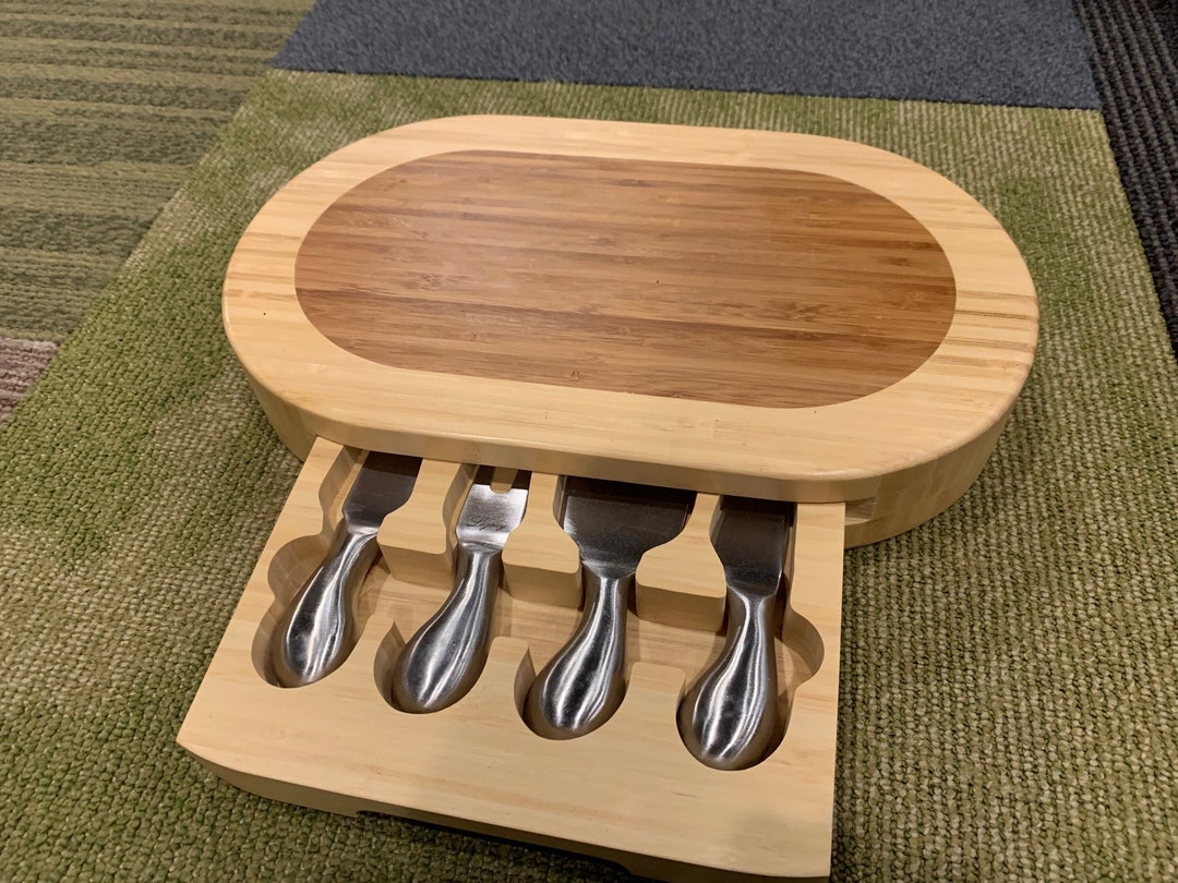 Legacy Collection Bamboo Wood Cheese Cutting Board With Knives in ...
