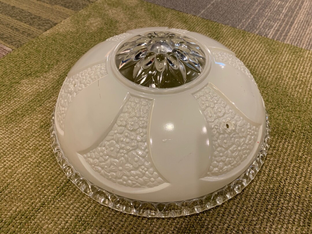 Mid Century Glass Bowl Fixture Shade Ceiling Light Round Drop Chain ...