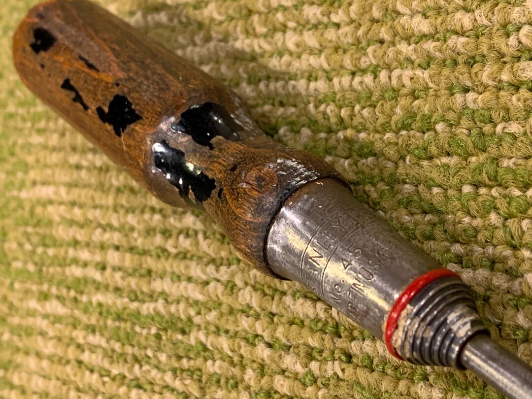Vintage Stanley No. 45 Flathead Screwdriver Wooden Handle Long Cabinet ...