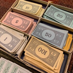 Vintage Monopoly Game 9 White Box 1946 With Wooden Houses and Grand ...