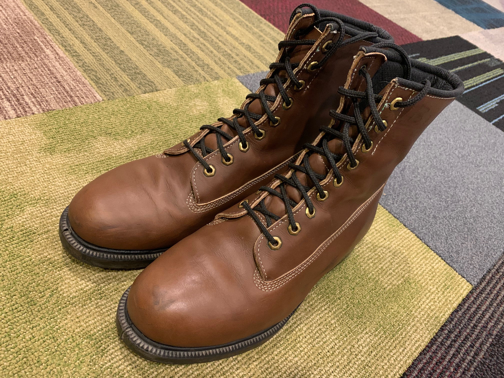 Vintage Steel Toe Work Boots Slip/oil Resistant Brown Size 9 1/2 Steel ...