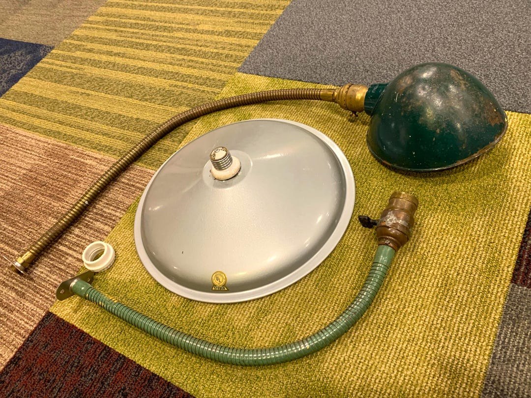 Vintage Gas Service Station Porcelain Light Fixtures Steber and Hubbell ...