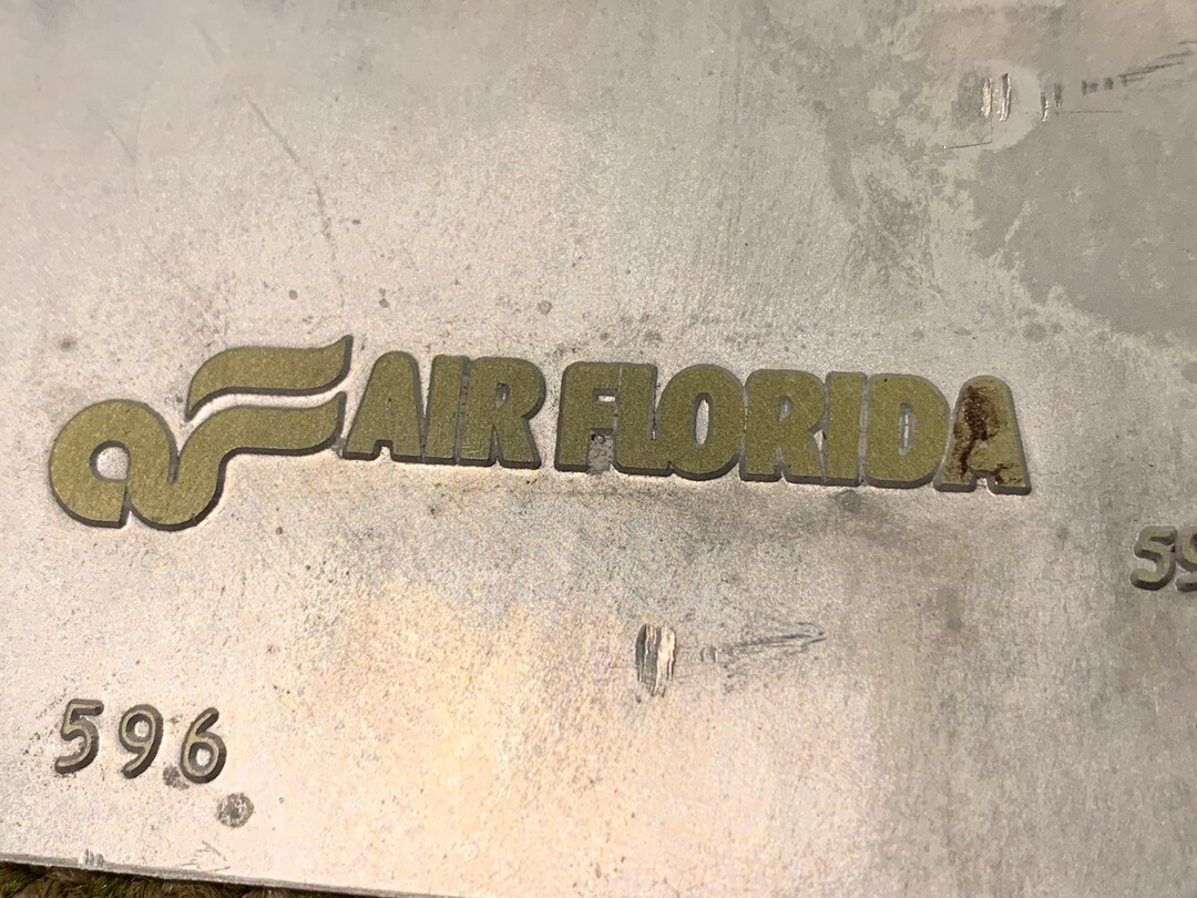 Vintage AIR FLORIDA Airlines Ticket Validation Plate Solid Metal Plate ...
