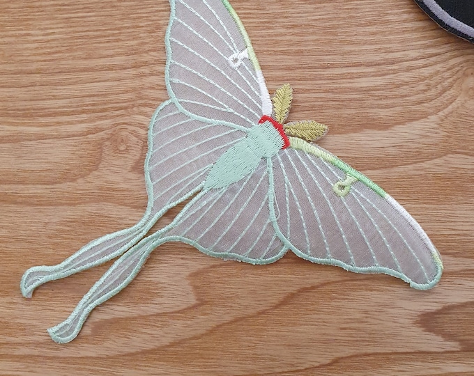 Lunamoth Moth Embroidered Organza Patch Applique Motif - Etsy