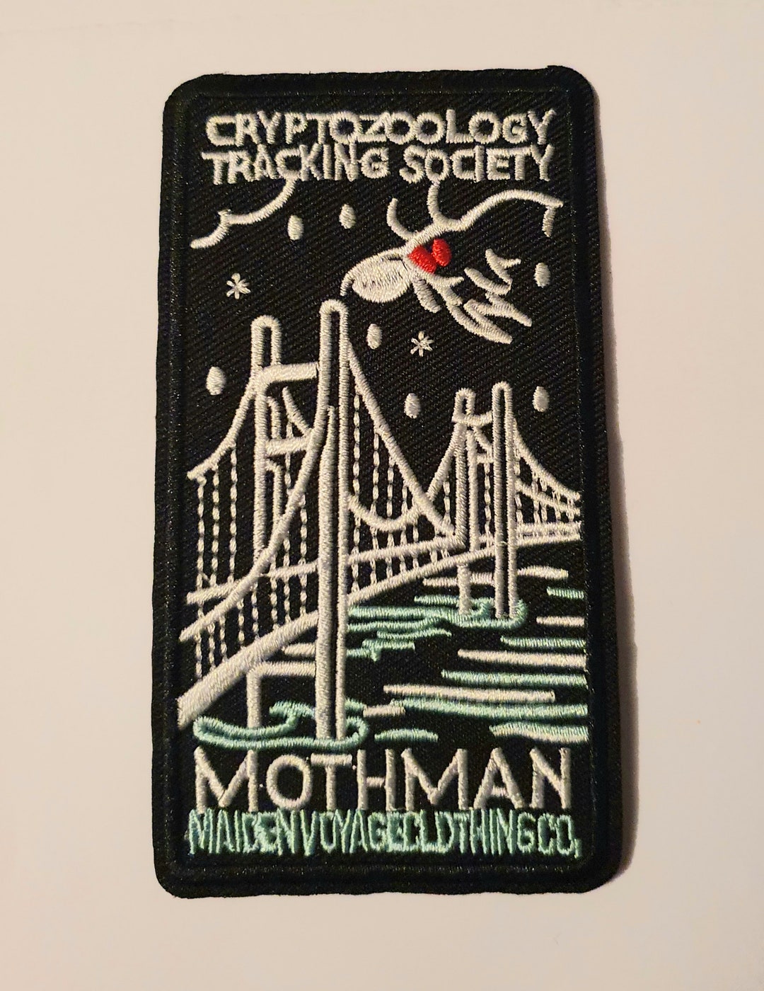 Mothman Prophecy Cryptozoology Embroidered Iron on Applique Motif Patch ...