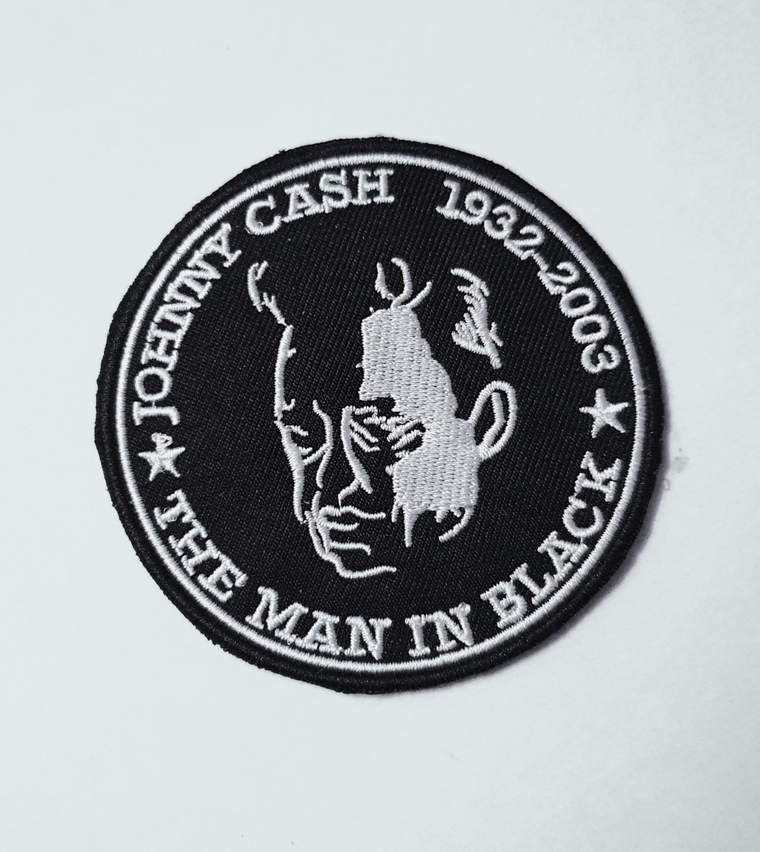 Johnny Cash the Man in Black Embroidered Iron on Applique Motif Patch ...