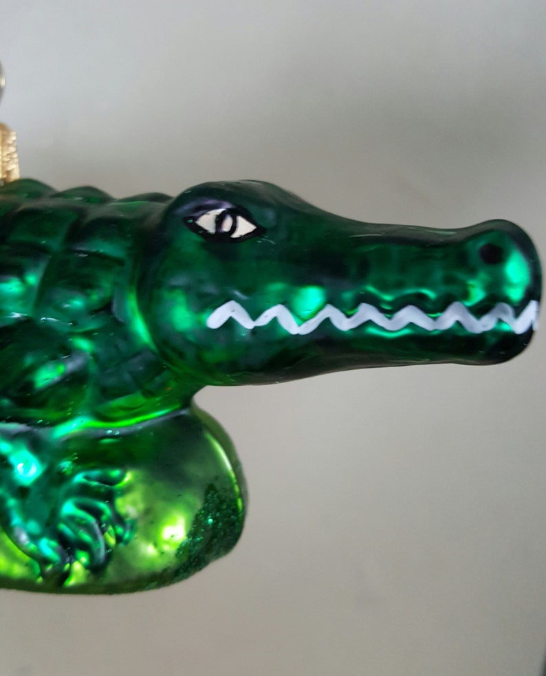 Blown Glass Crocodile or Alligator Glass Christmas Ornament | Etsy
