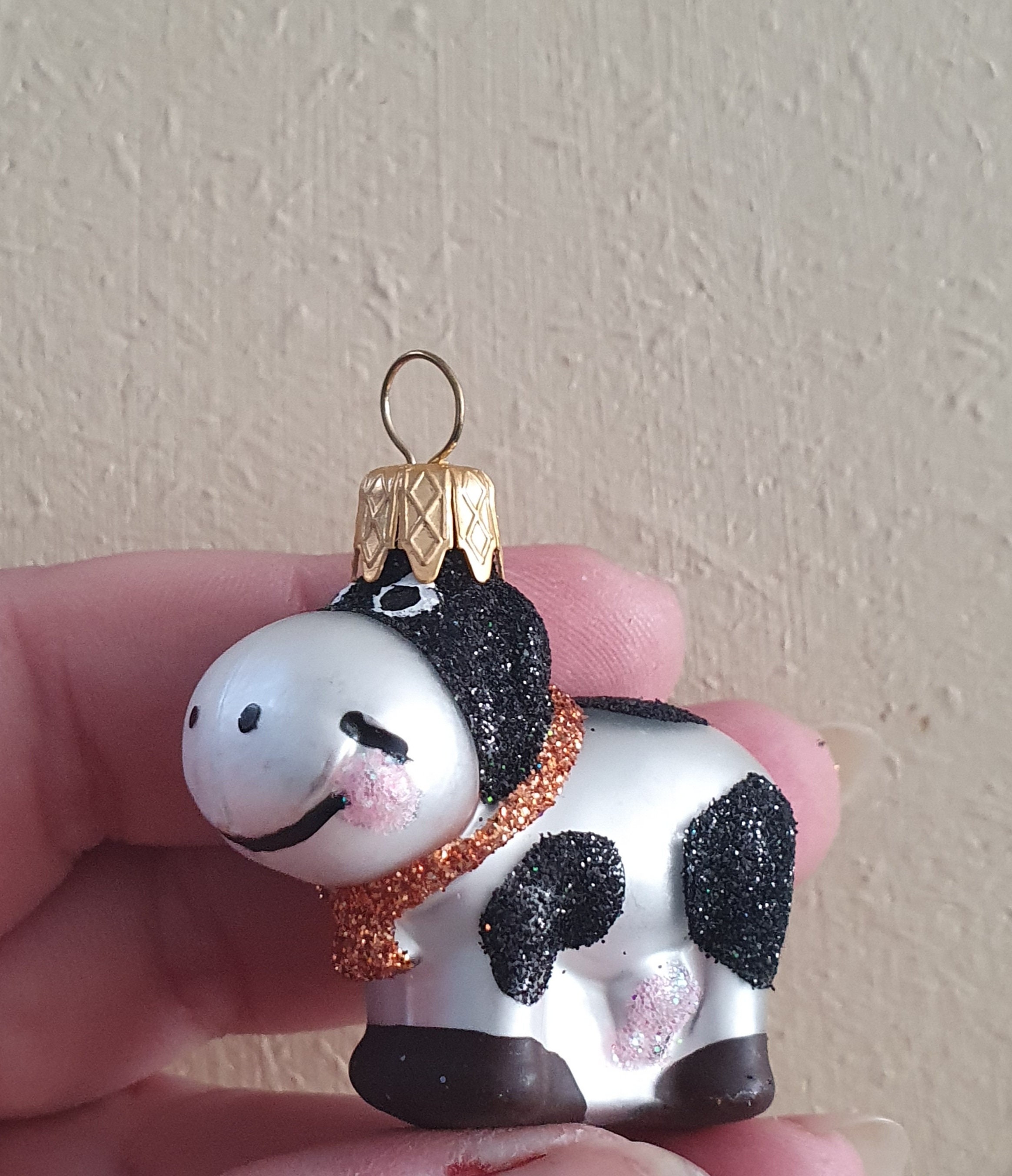 Mini Cow Blown Glass Christmas Tree Ornament Decoration or | Etsy