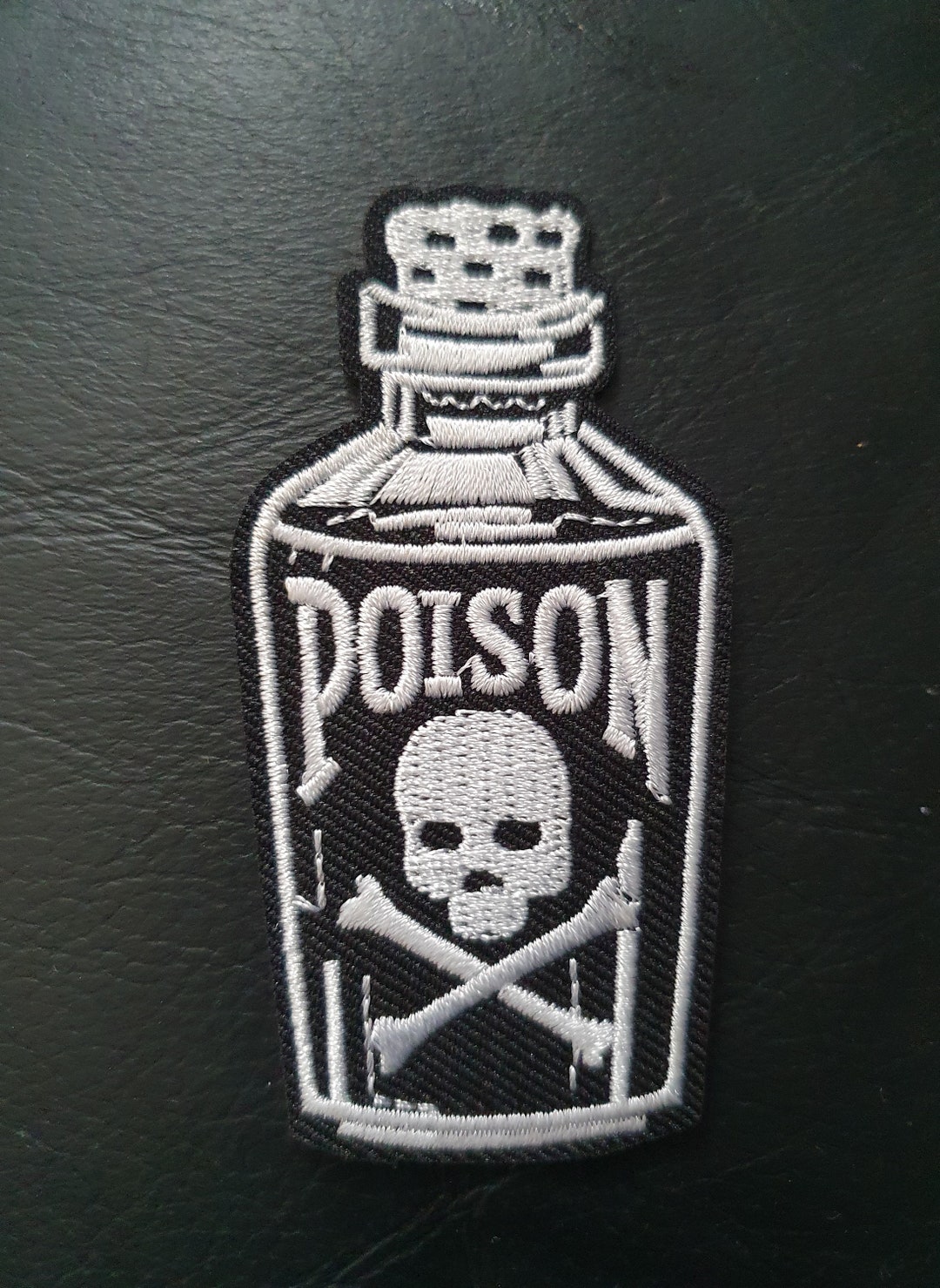 Gothic Poison Bottle Embroidered Iron on Applique Motif Patch - Etsy
