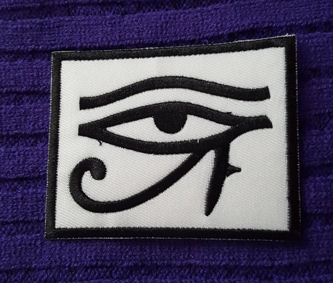 White Egyptian Ra Eye of Horus Gothic Embroidered Iron on Applique ...