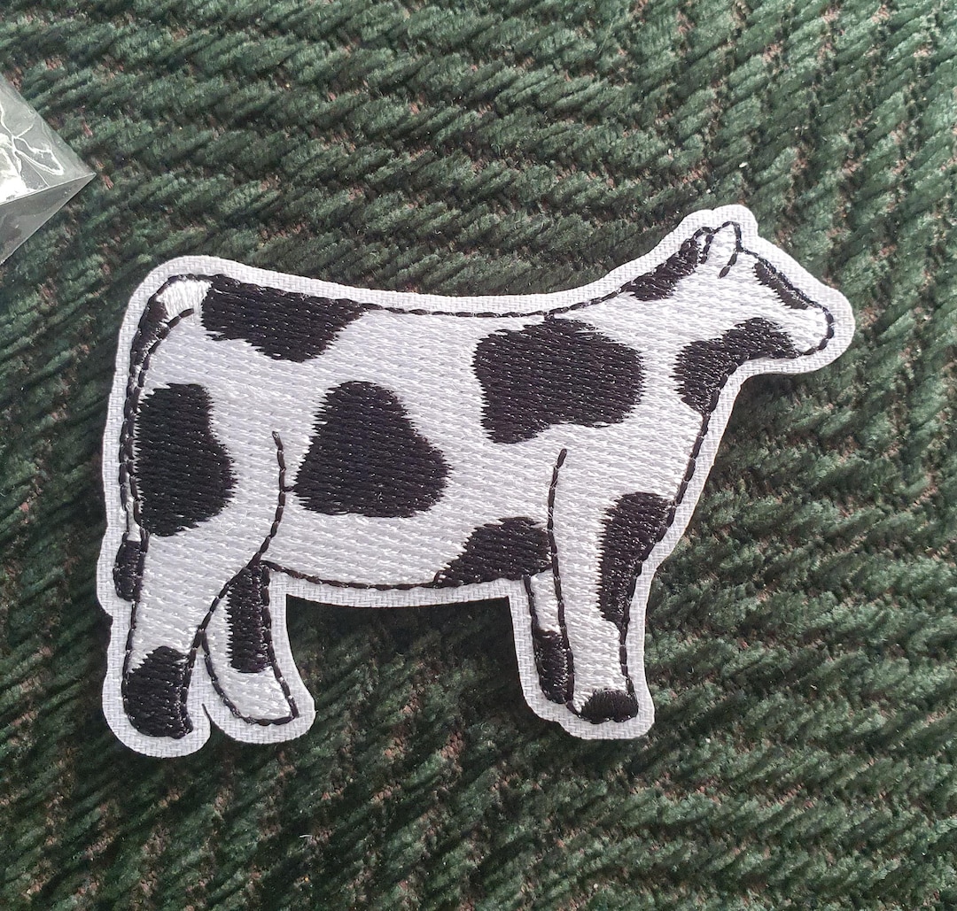 Cute Black and White Holstein Cow Embroidered Iron on Applique Motif ...