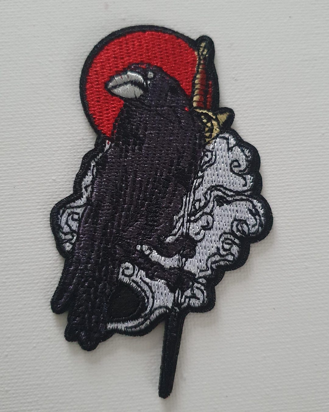 Gothic Raven Sword Embroidered Iron on Applique Motif Patch - Etsy