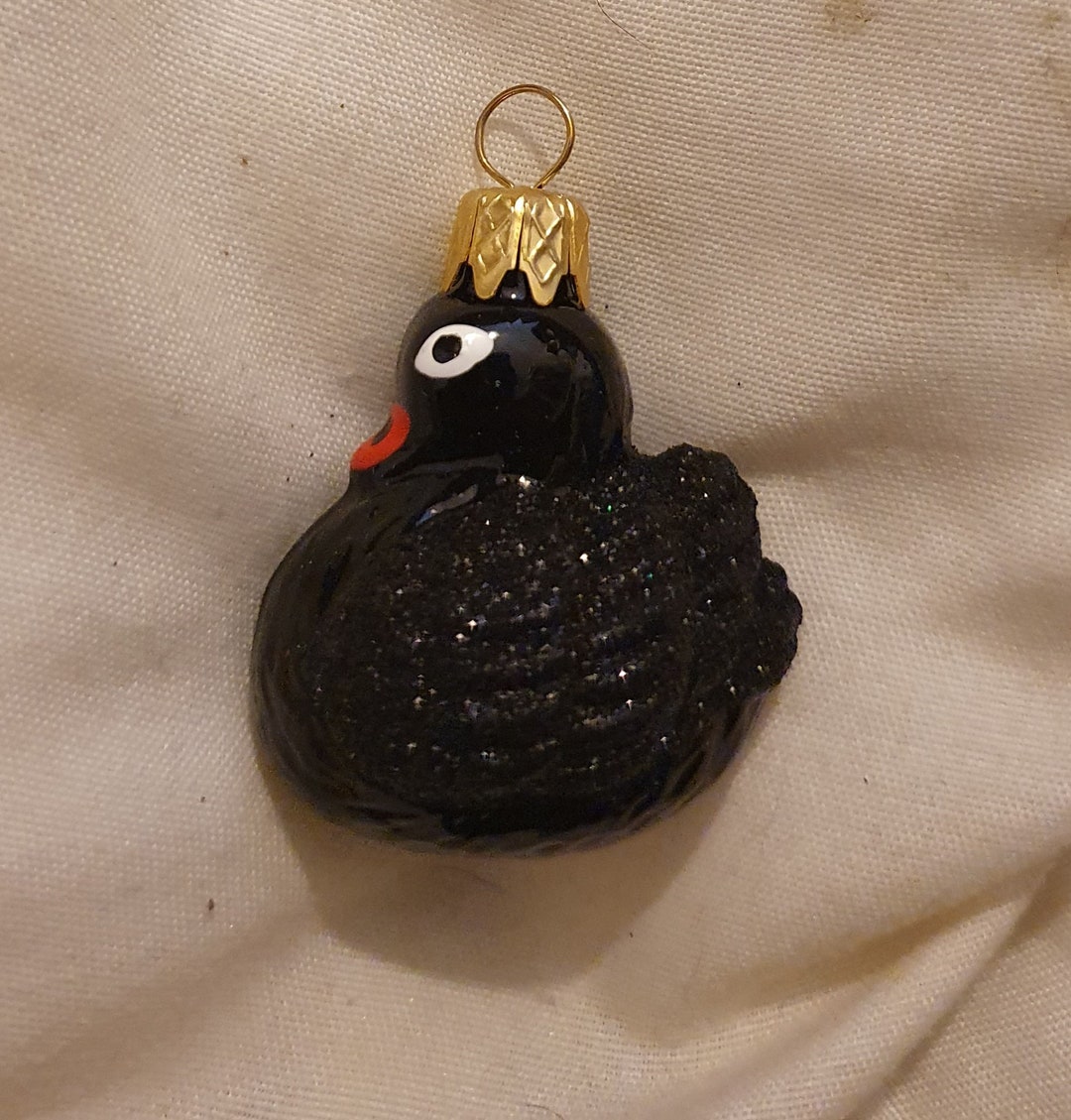 Blown Glass Mini Black Swan Christmas Tree Ornament Decoration or ...