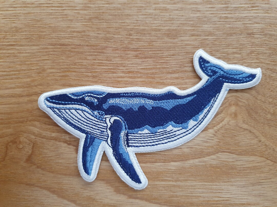 Blue Whale Embroidered Iron on Patch Applique Motif - Etsy