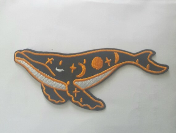 Humpback Star Whale Gothic Embroidered Iron on Applique Motif | Etsy