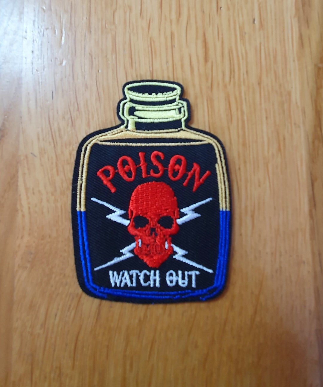 Warning Poison Bottle Embroidered Iron on Applique Motif Patch - Etsy