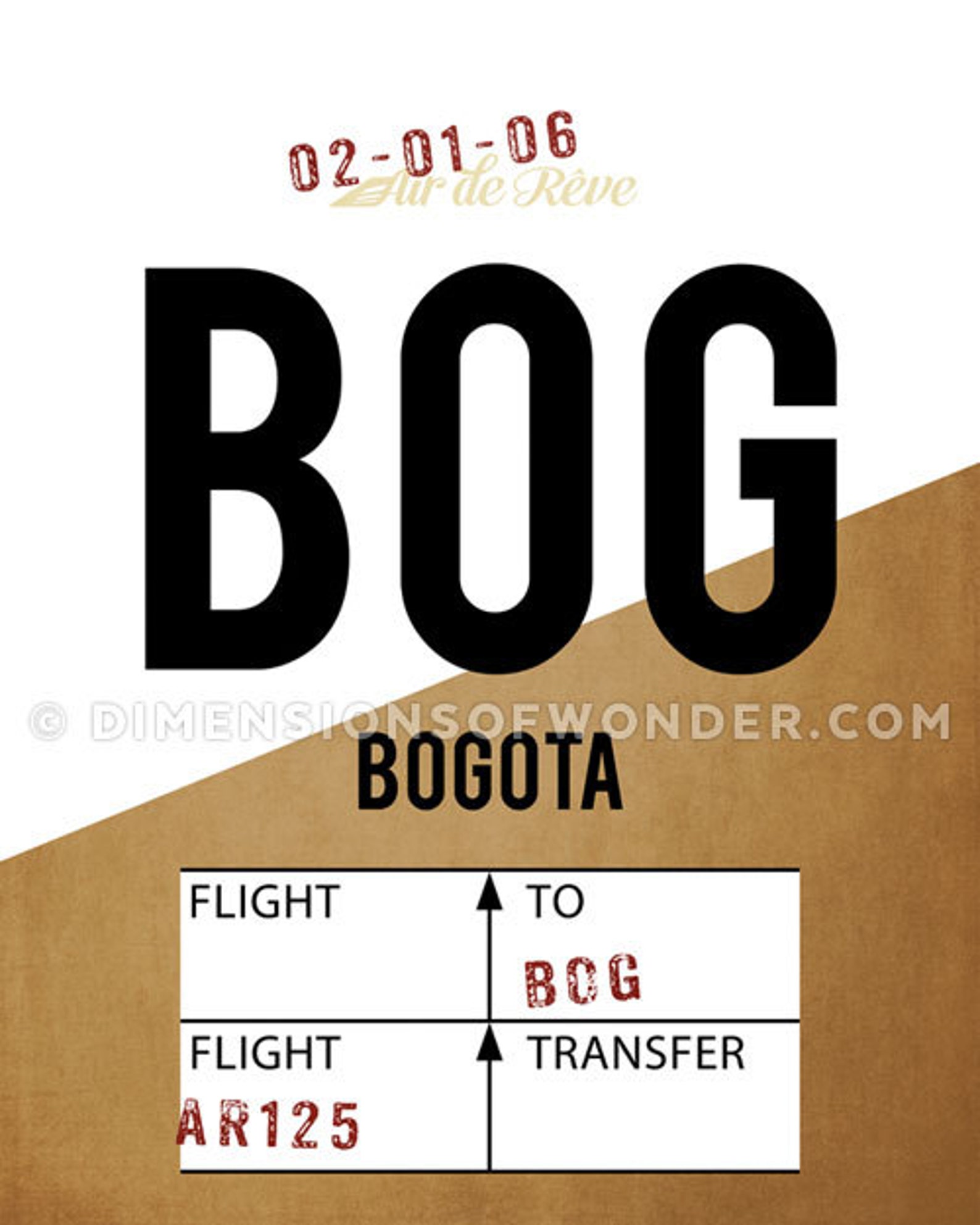 Impression d’art code aéroport, BOG style vintage luggage tag art ...