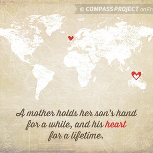 Customized World Map, Mother Son Gift, Mother Son Love, World Map Art ...