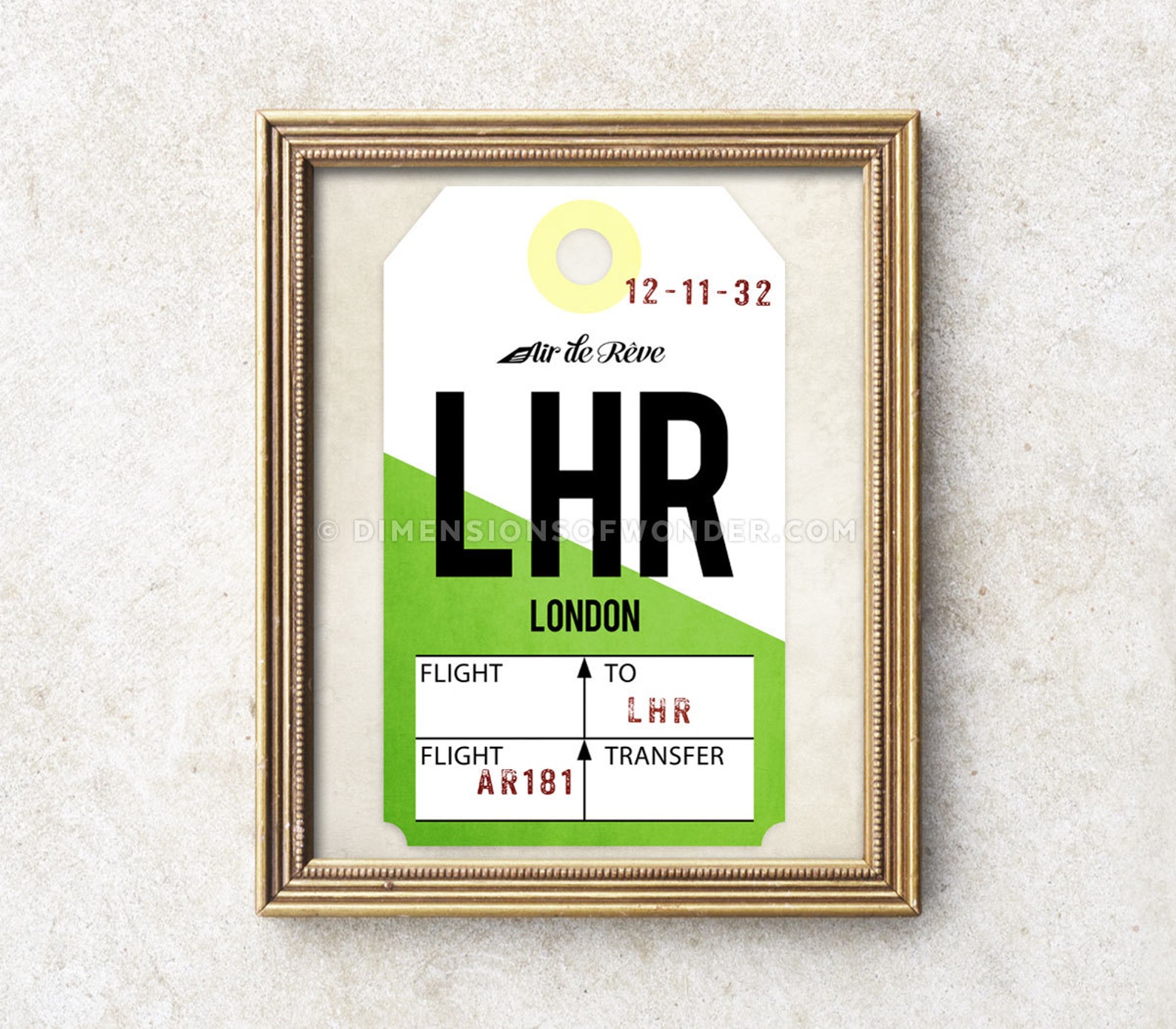Airport Code Art Print, Vintage Style Luggage Tag Print, London ...